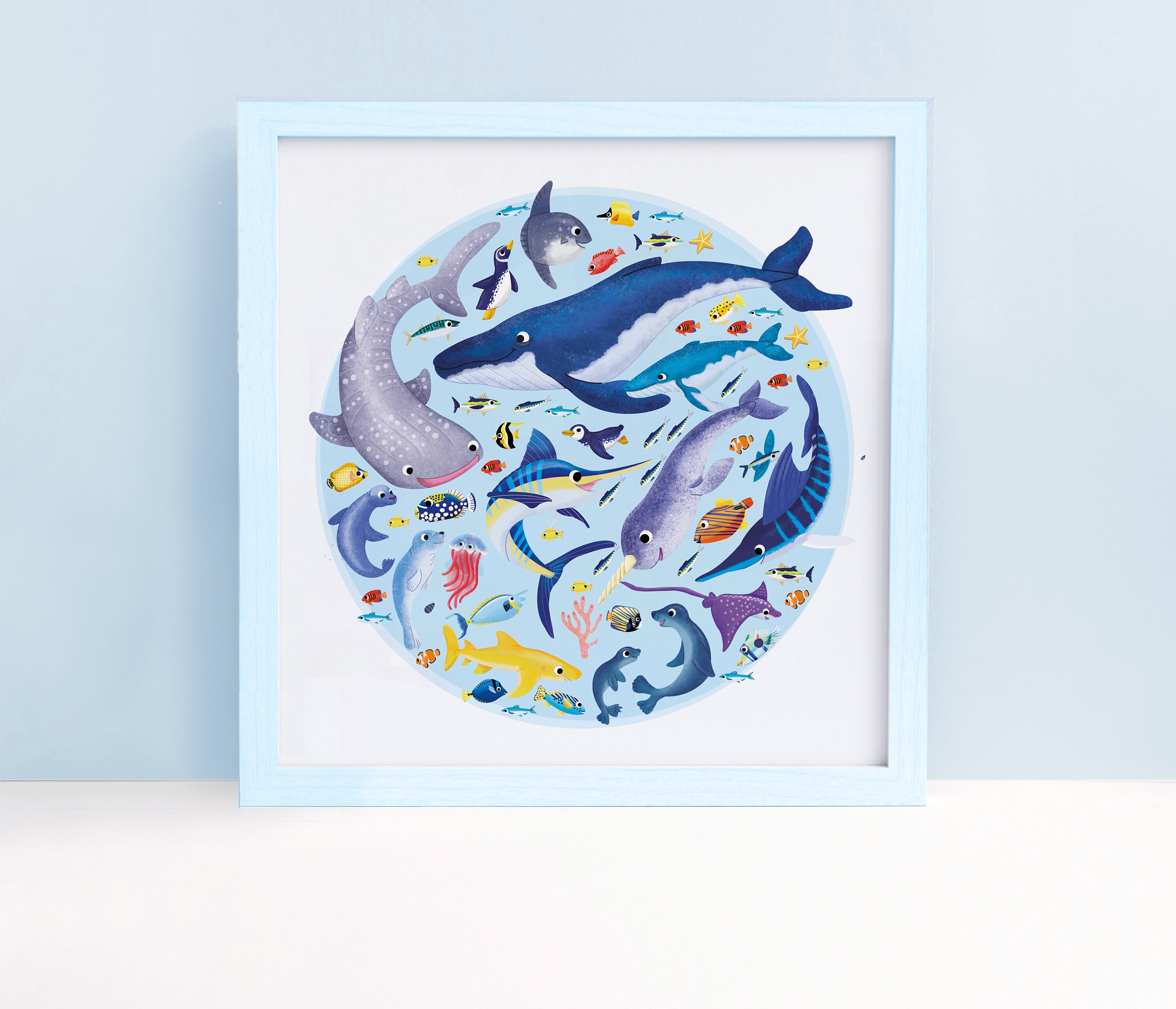 Marine Life Print | Illustrative Print | Sea Creatures | Wall Decor - Etsy