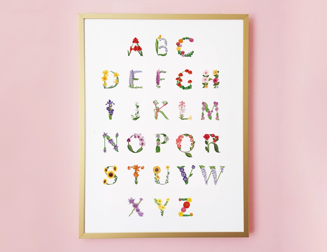 Botanical Alphabet | Flower Letter Print | Botanical Print | Botanical ...