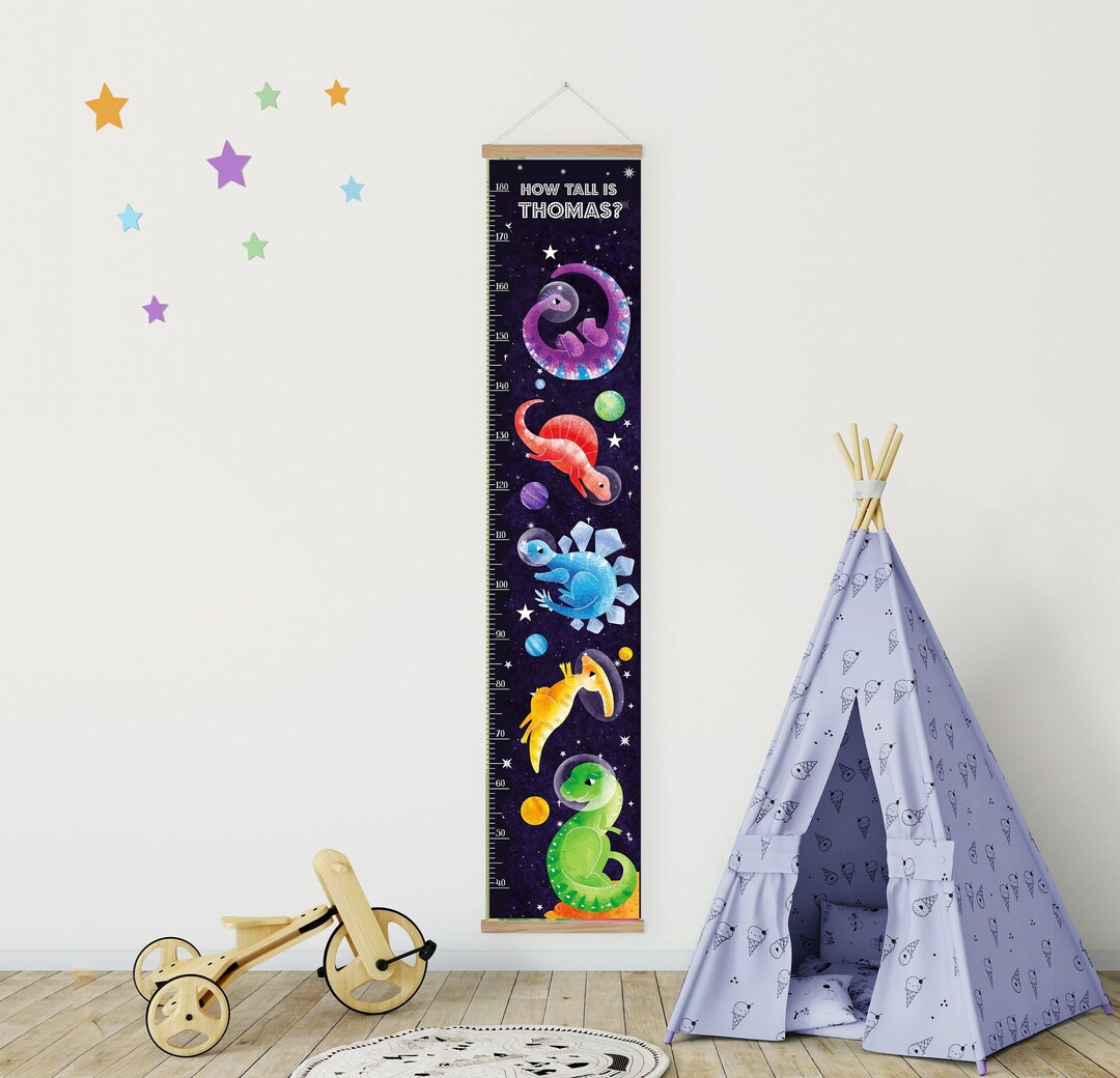Personalised Height Chart | Space Dinosaurs | Kid's Growth Chart ...