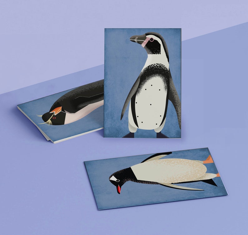 Penguin Prints Illustrated Penguins Individual Prints - Etsy