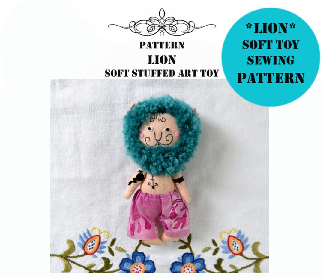 PDF Pattern Lion, Rag Lion Sewing Pattern, Soft Stuffed Lion, DIY Lion ...
