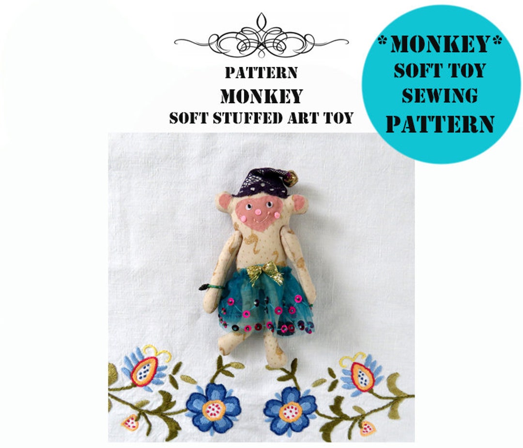 PDF Pattern Monkey, Rag Chimpanzee Sewing Pattern, Soft Stuffed Monkey ...