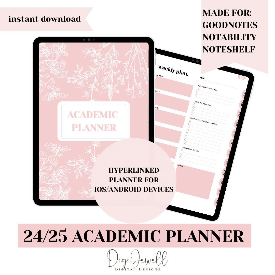 2024 2025 Student Floral Digital Planner Academic Planner Digital ...