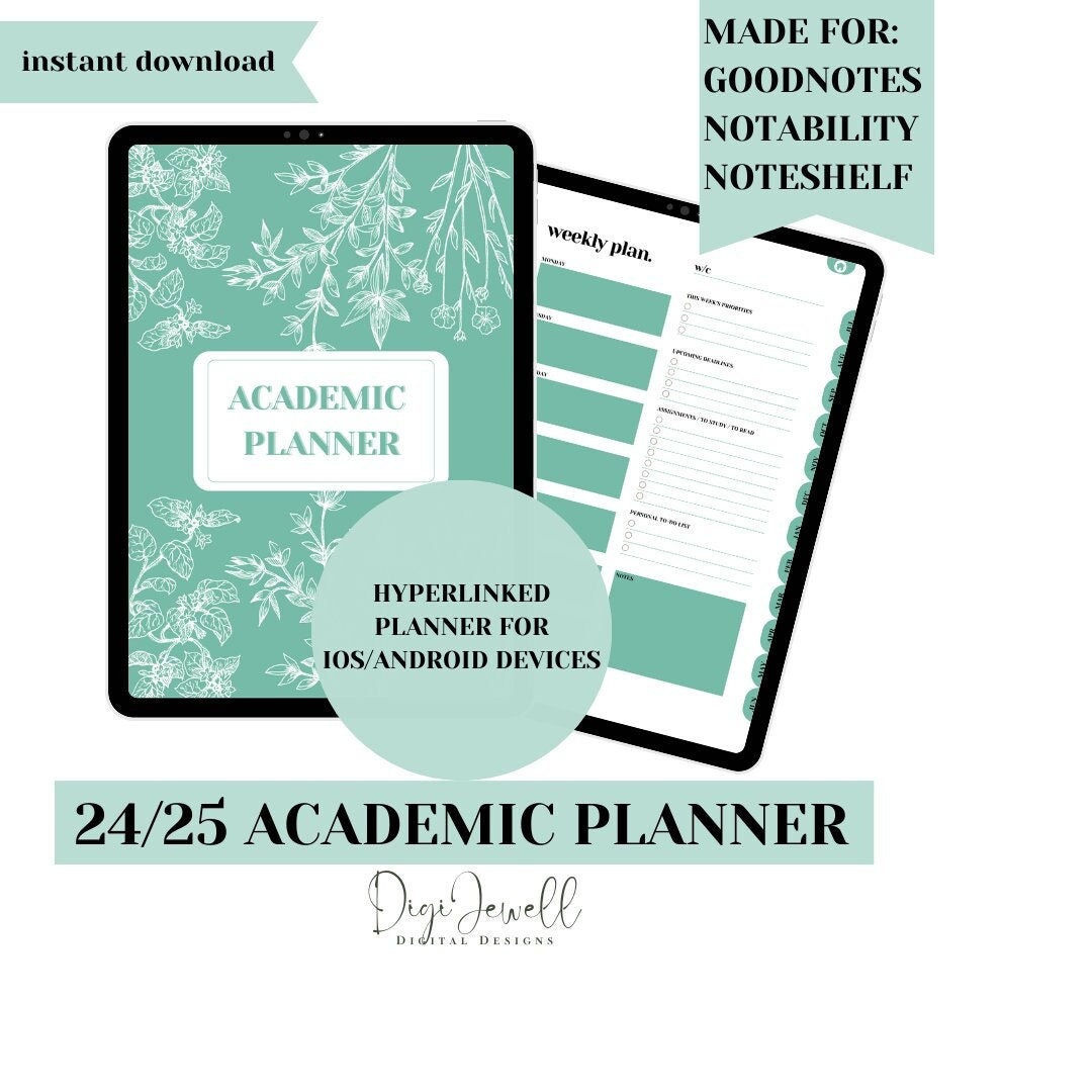 2024 2025 Student Floral Digital Planner Academic Planner Digital ...