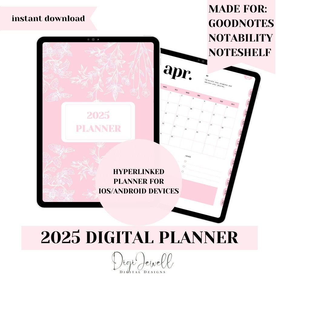 2025 Digital Planner Fully Hyperlinked Goodnotes Planner Monthly ...