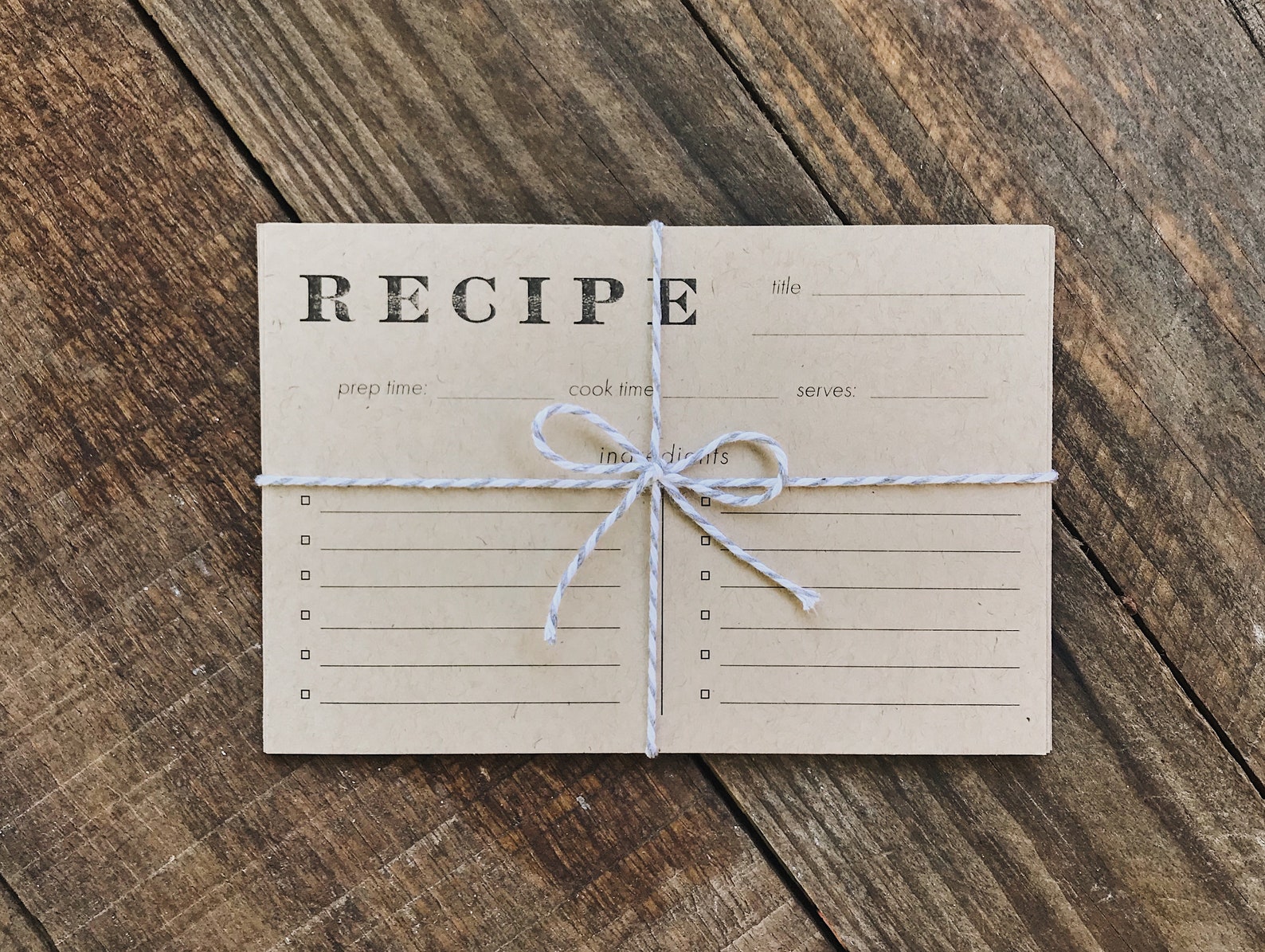 Kraft Recipe Cards, Rustic Recipe Cards, Recipe Card Set - Etsy