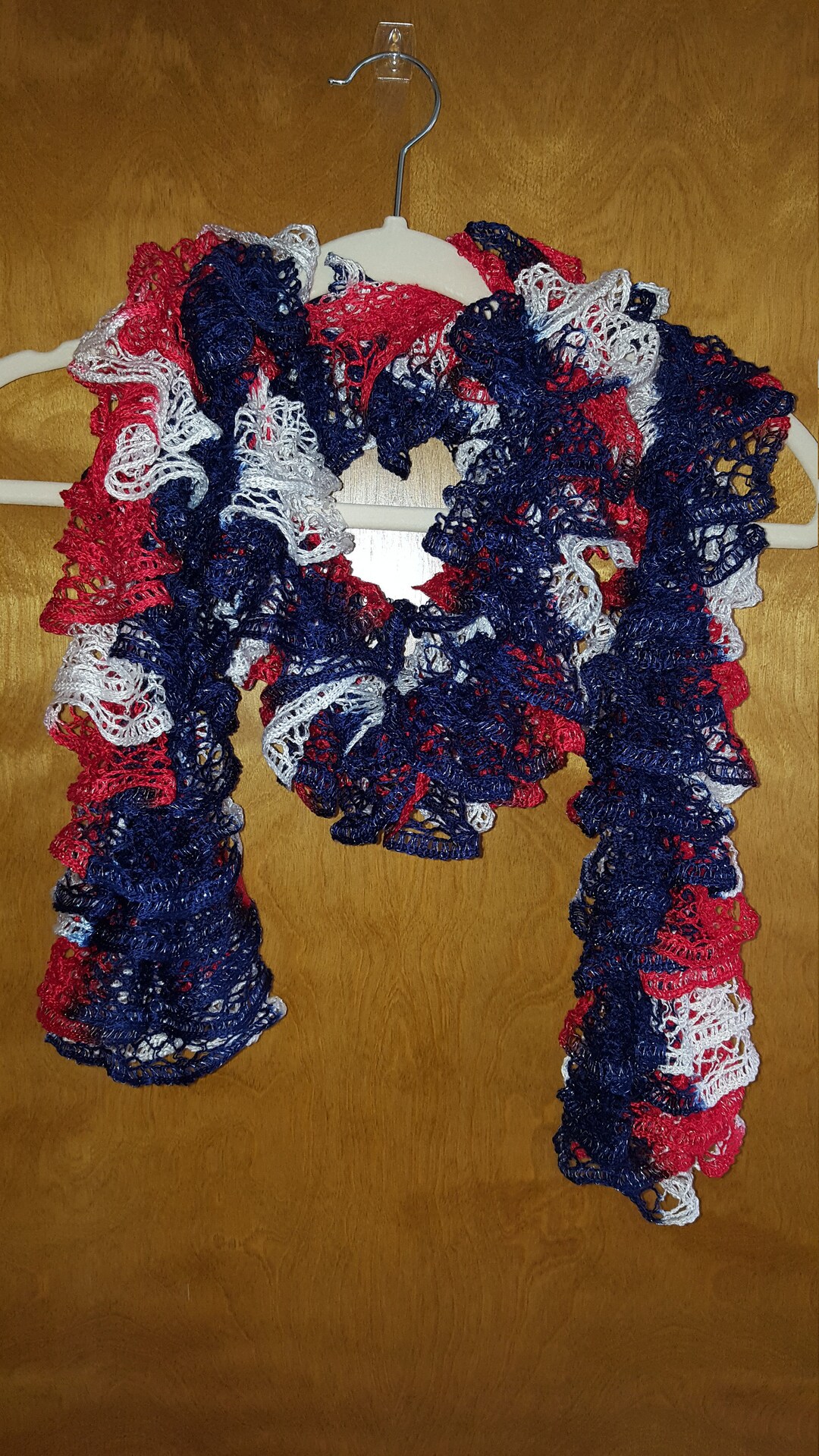 Red, White and Blue Ruffle Scarf - Etsy