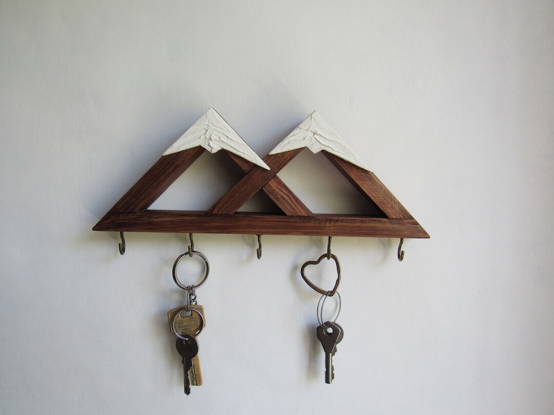 Rustic Mountain Key Rack Wooden Wall Hooks for Entryway Decor - Etsy