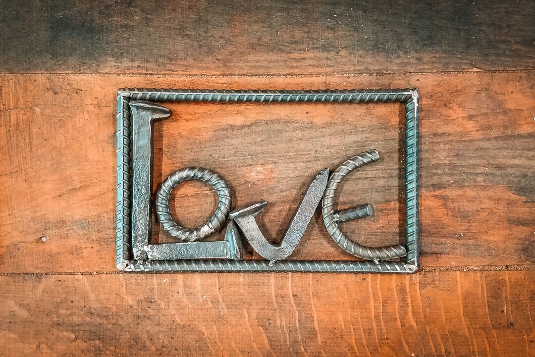 Love Metal Art Hand Forged From Old Railroad Spikes and Rebar - Etsy