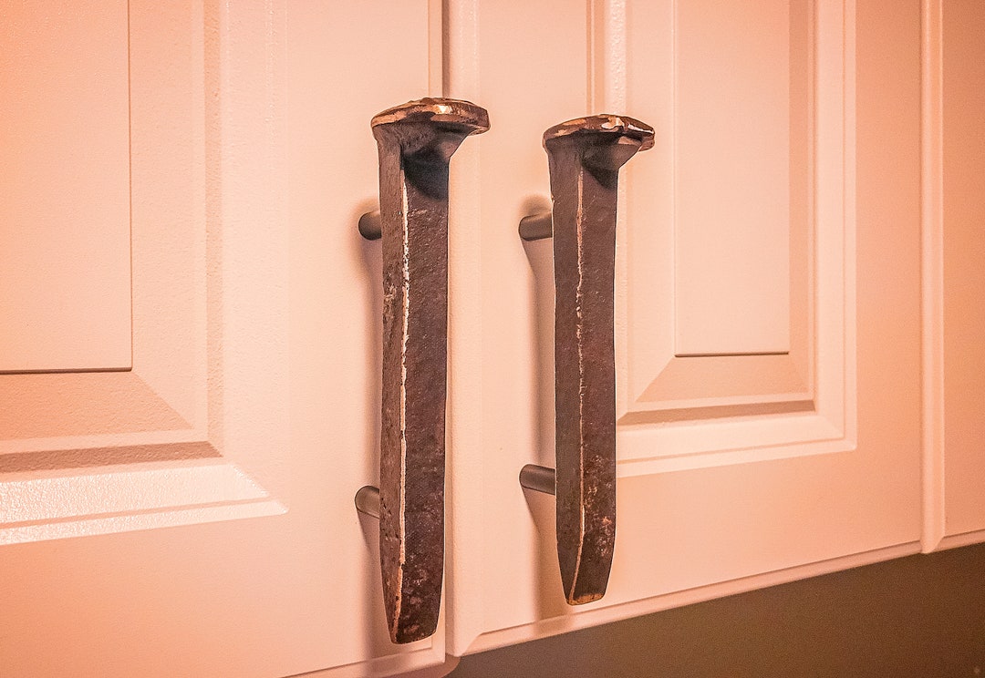 Cabinet Cupboard Drawer Handle Pull Made From an Old Railroad Spike ...