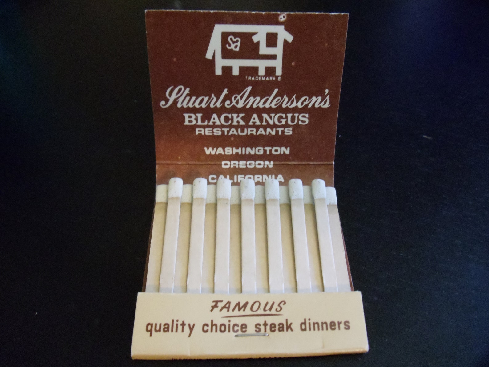 Stuart Anderson's Black Angus Restaurants Matchbook and Advertising ...