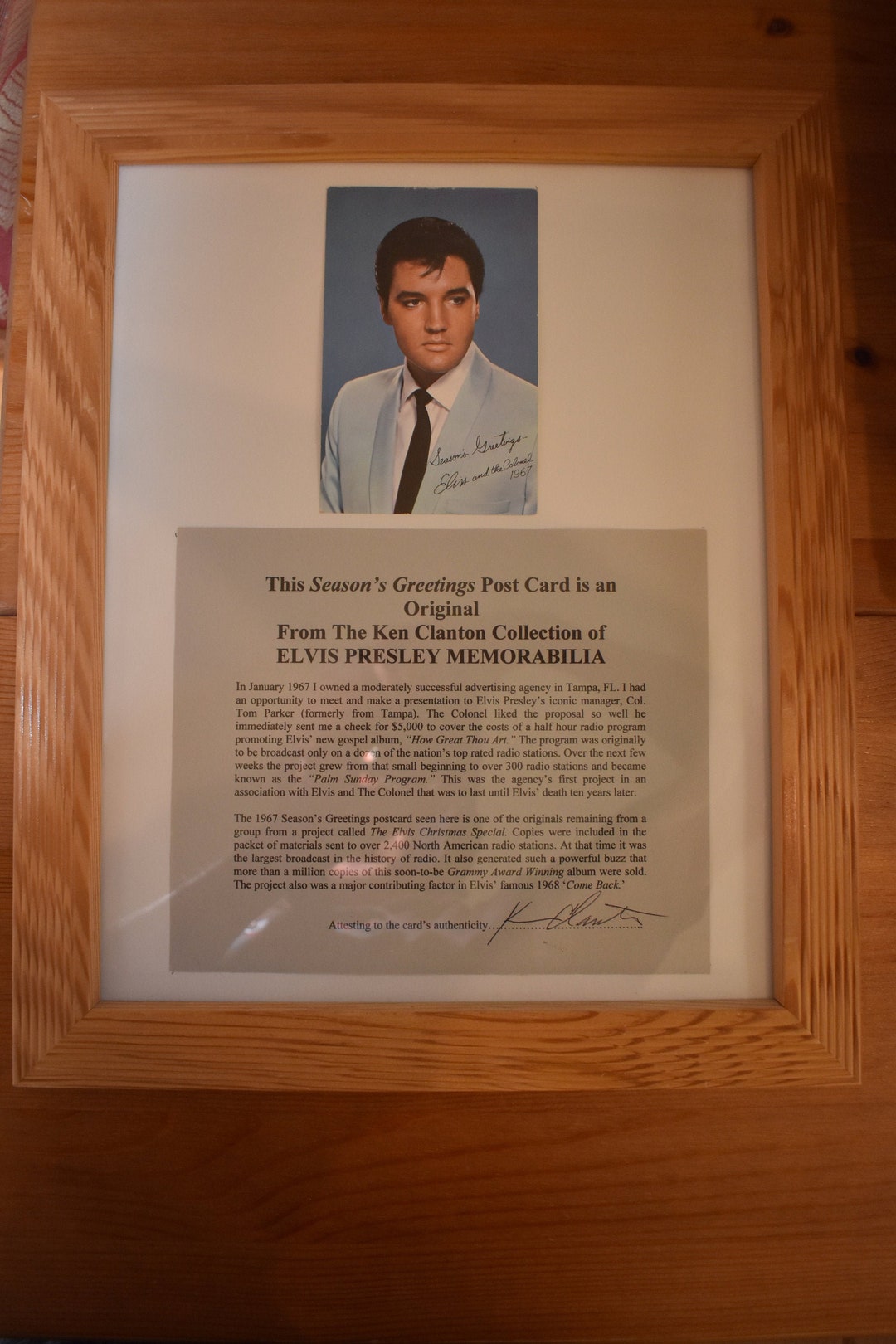 Elvis Presley 1967 Seasons Greeting Postcard (framed) - Etsy