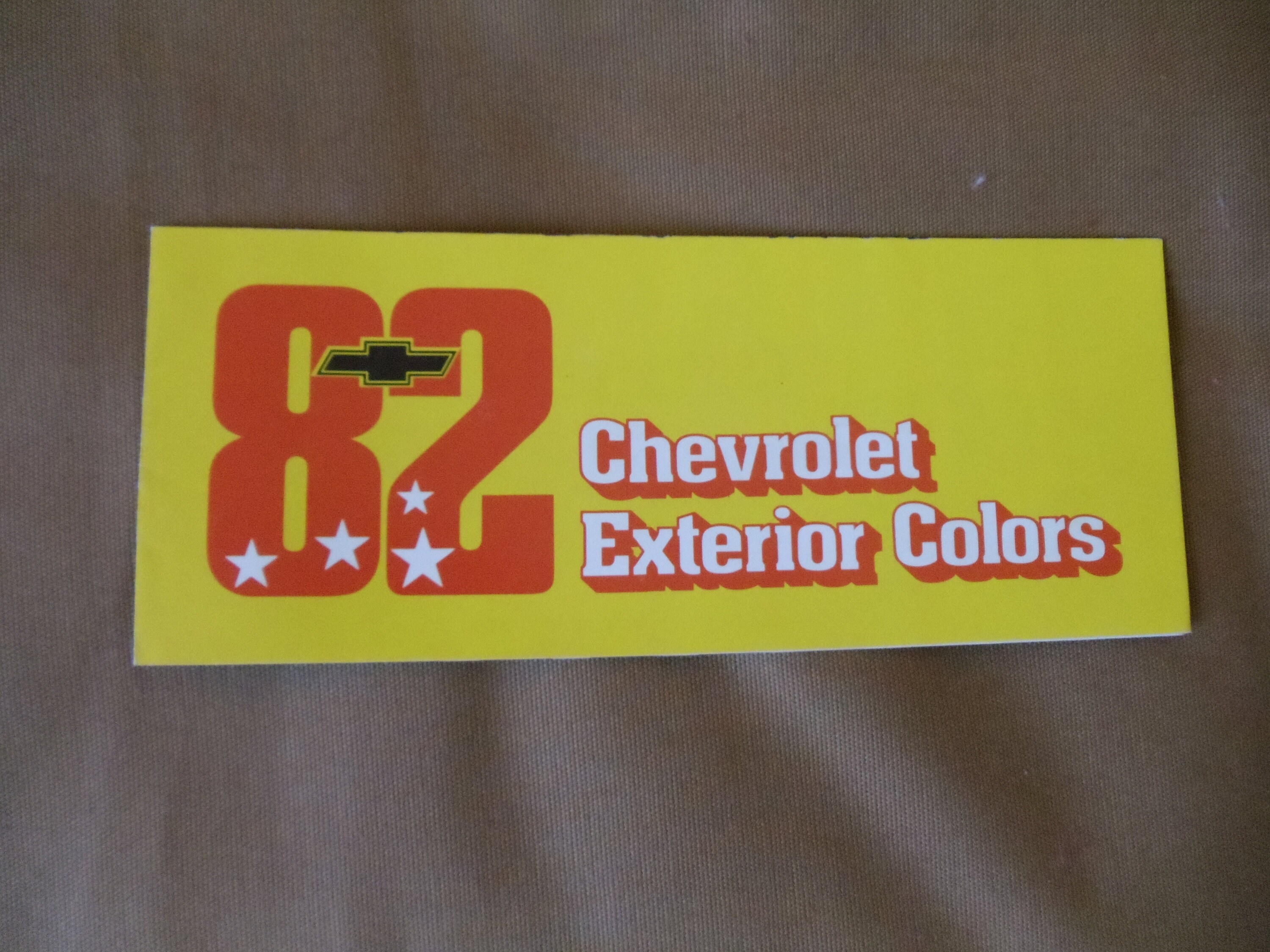 Chevrolet 1982 Exterior Colors Chart 6 Page Fold-out - Etsy
