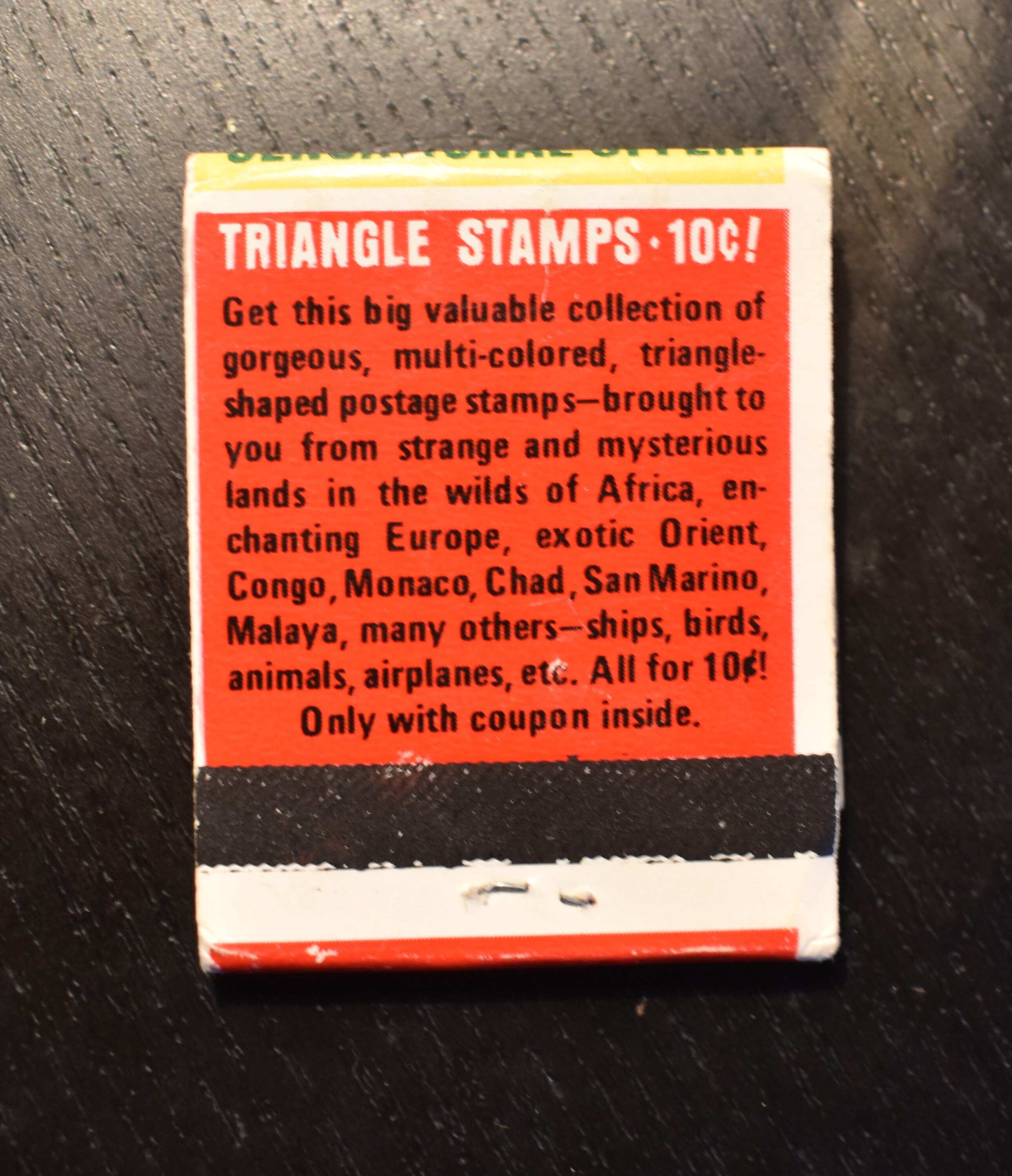 Triangle Stamps, Jamestown Stamp Co., Jamestown, NY Matchbook (unused ...