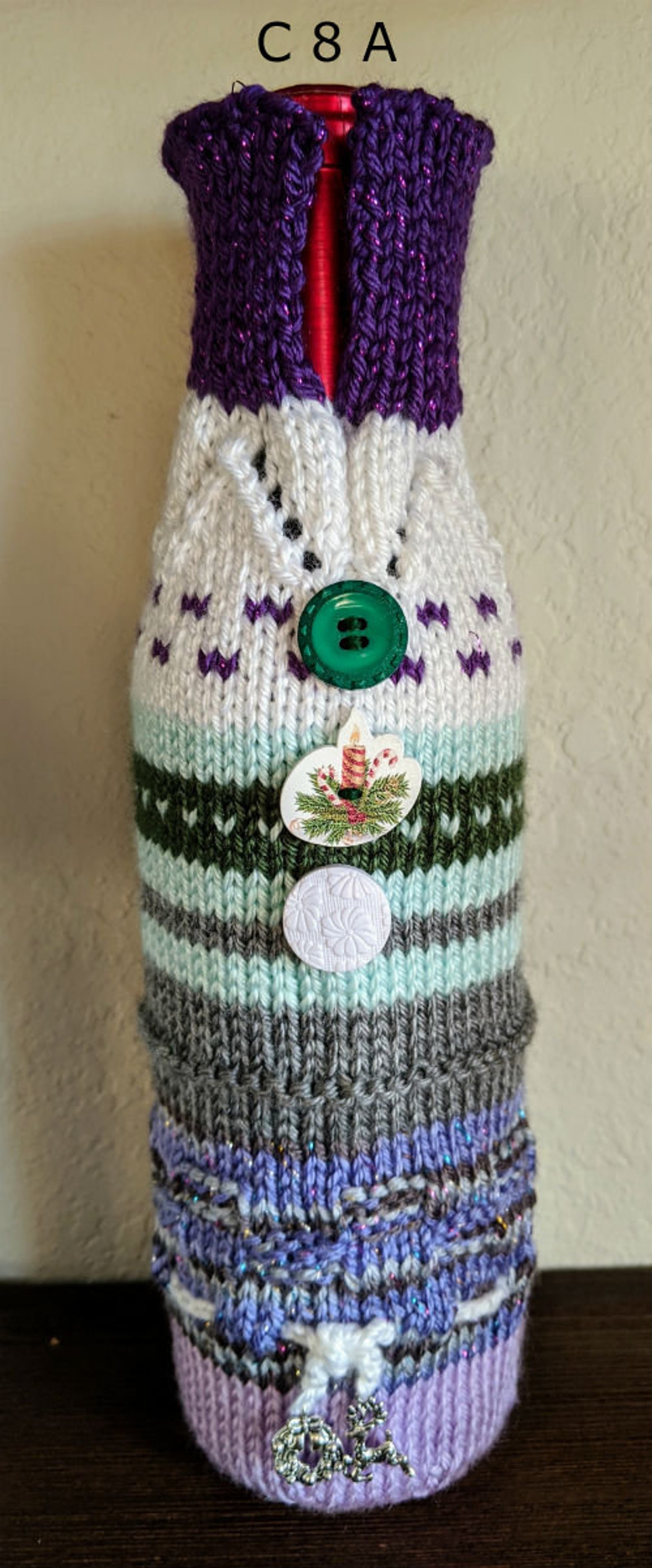 Christmas 2 Wine Bottle Cozy, Knit Wine Bottle Sweater, Hostess Gift ...