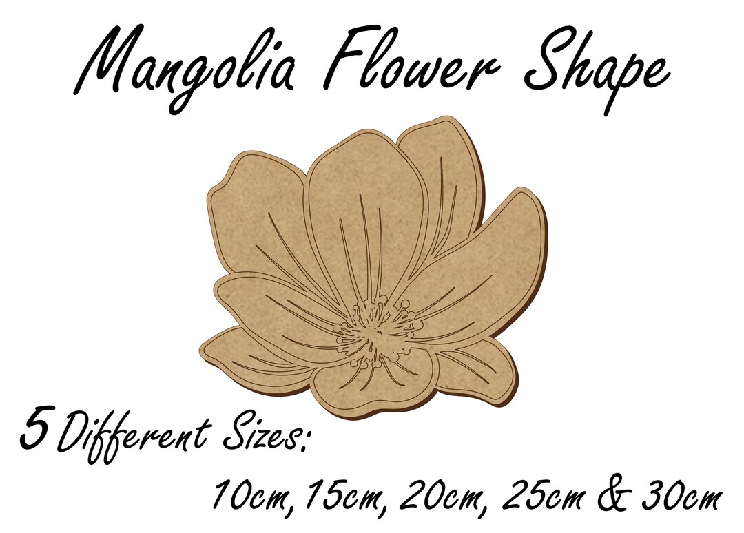 Laser-cut Magnolia Flower Shapes – Sizes 10–30 Cm, 3mm MDF – Ideal for ...
