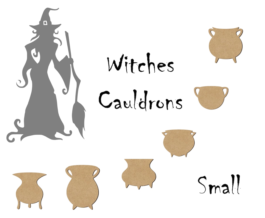 MDF Witches Cauldrons Wooden Shape Small Craft Embellishment Laser Cut ...
