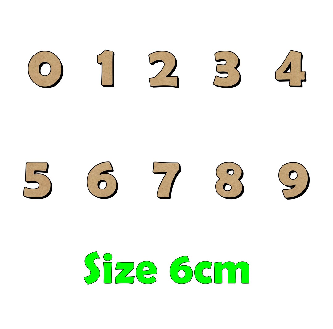6cm Wooden Number MDF 3mm Craft, Signs, Home Decoration, Preschool ...