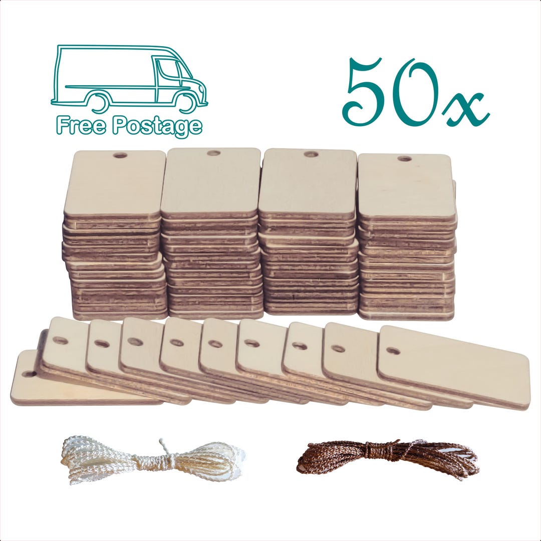 50x Wooden Gift Tags: Ready for Your Creative Touch! Perfect for ...