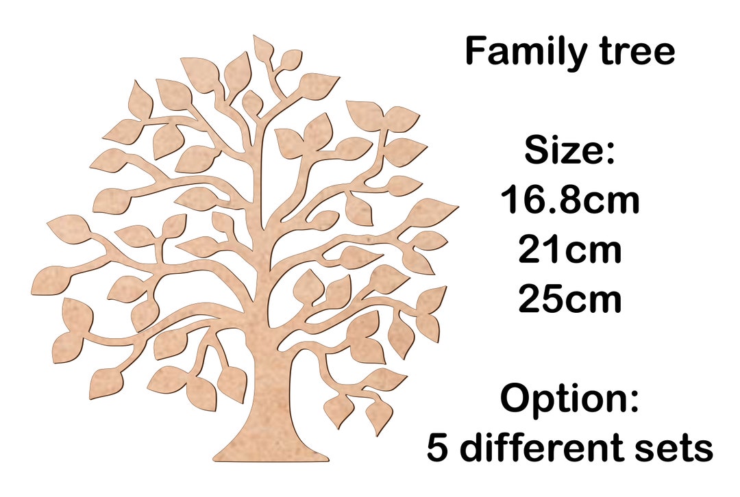 Wooden Family Tree Set - Craft Shapes for Home Decor - 5 Different Sets ...