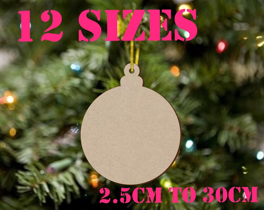 Wooden Christmas Bauble MDF Shape Xmas Tree Decoration Craft V1- Size 2 ...