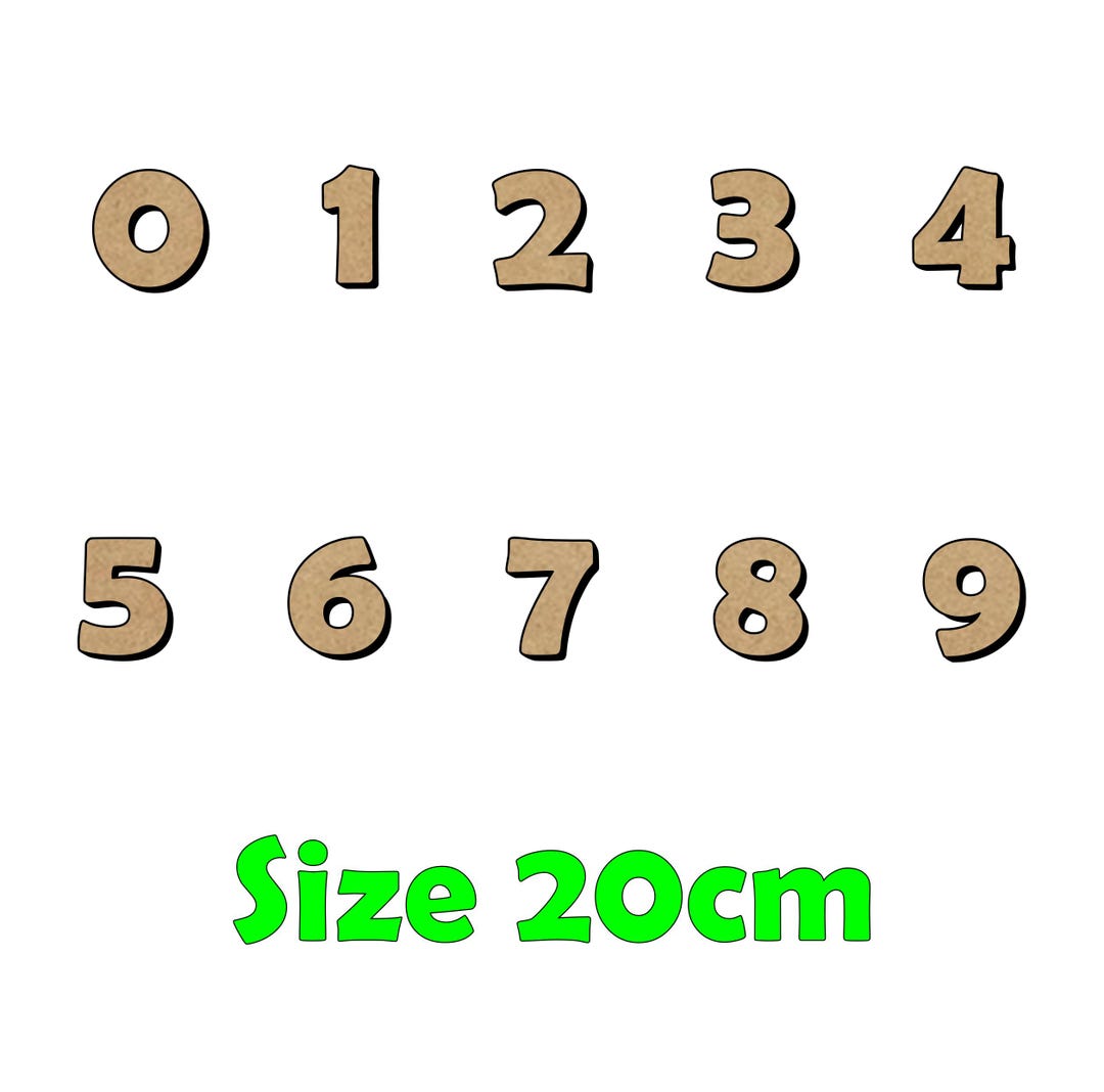 20cm Wooden Number MDF 3mm Craft, Signs, Home Decoration, Preschool ...