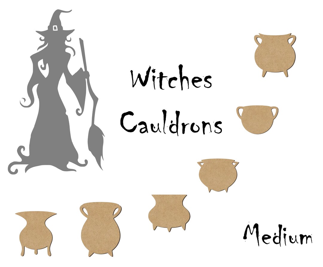 MDF Witches Cauldrons Wooden Shape Medium Craft Embellishment Laser Cut ...