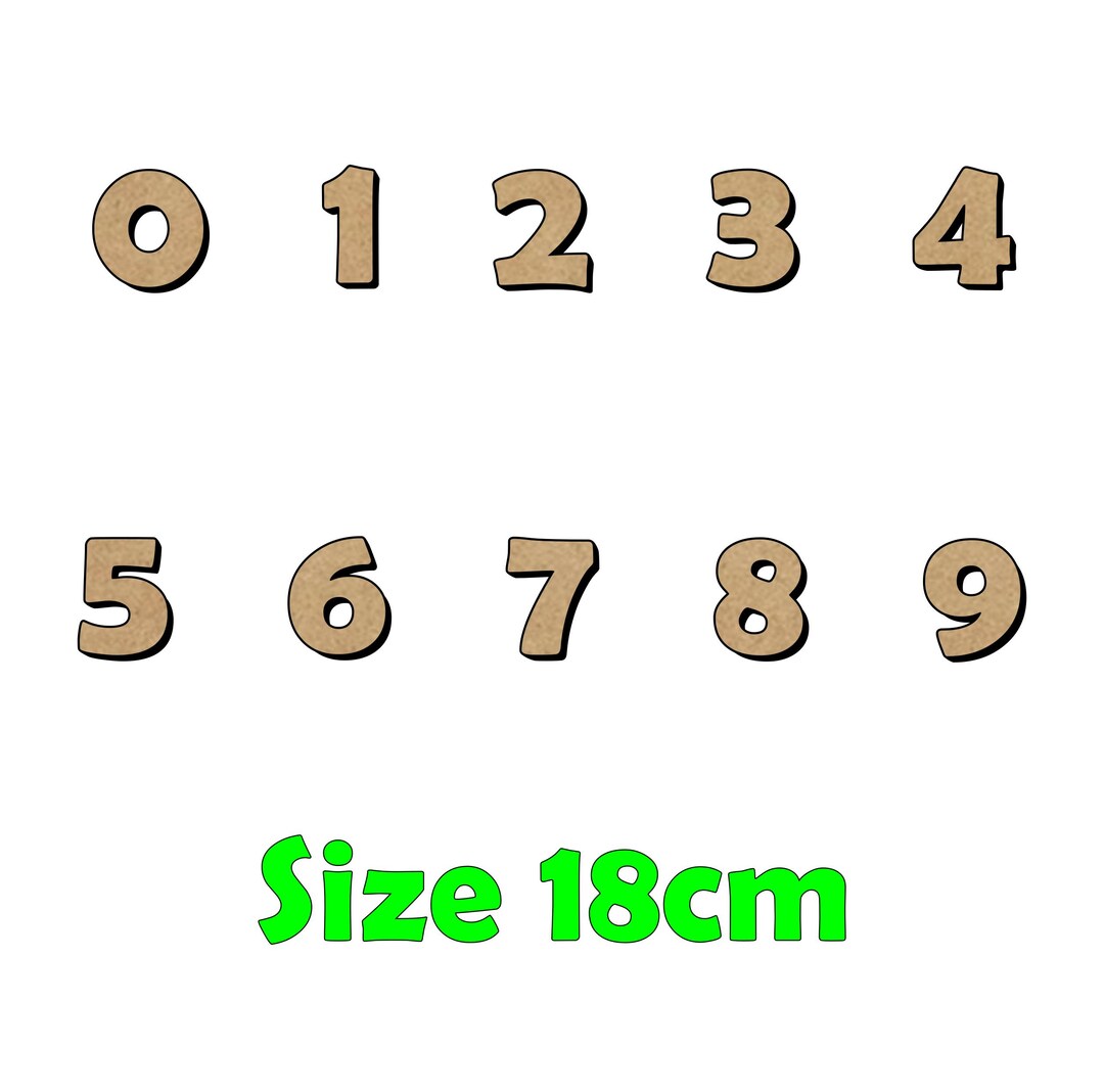 18cm Wooden Number MDF 3mm Craft, Signs, Home Decoration, Preschool ...
