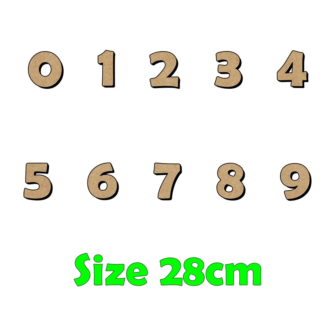 28cm Wooden Number MDF 3mm Craft, Signs, Home Decoration, Preschool ...
