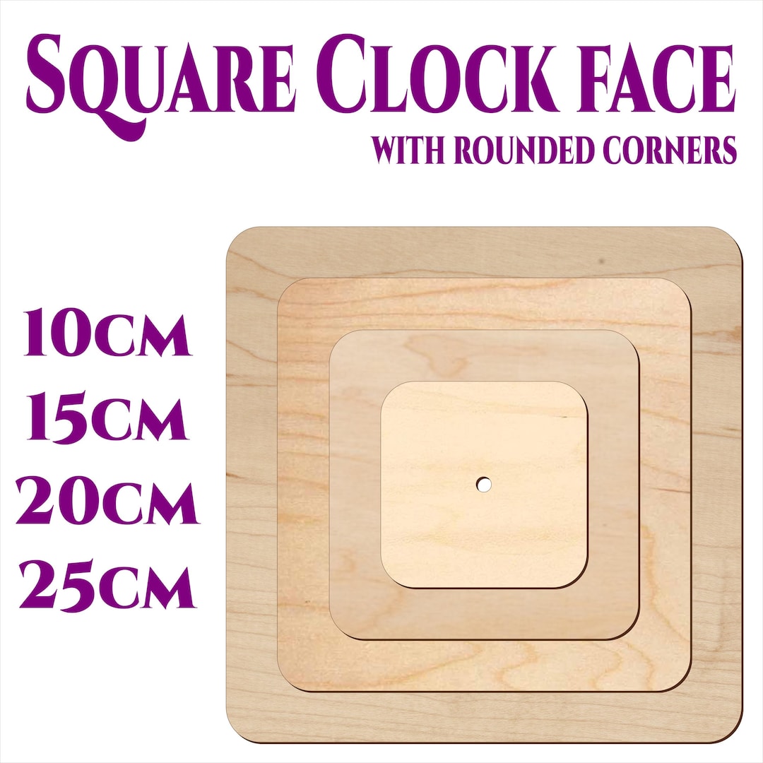 Wooden Wall Square Clock Face Size 10 - 25cm Craft Blanks 8mm Centre ...