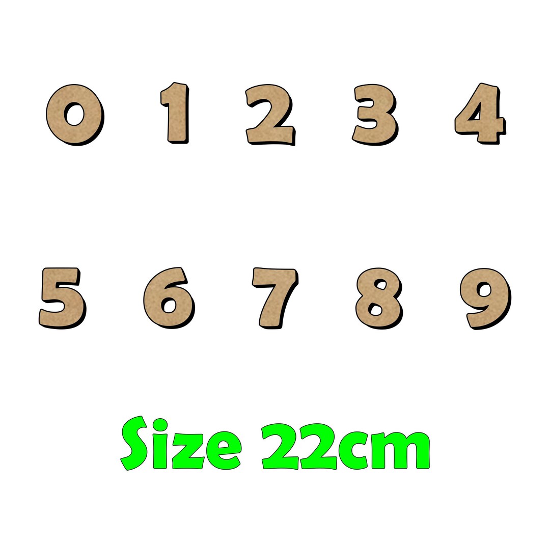 22cm Wooden Capital Number MDF 3mm Craft, Signs, Home Decoration ...
