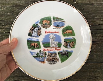 Vintage Yellowstone National Park Souvenir Plate, Catchall, Trinket ...