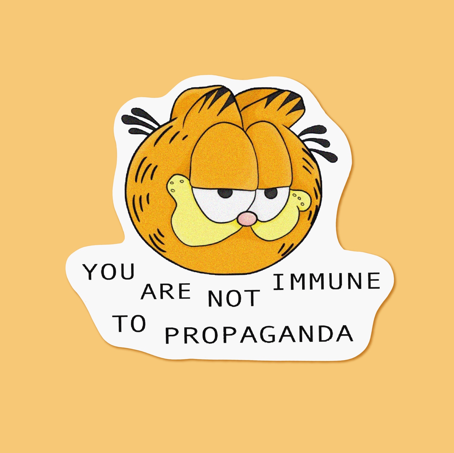 You Are Not Immune To Propaganda Garfield Vinyl Sticker | Etsy