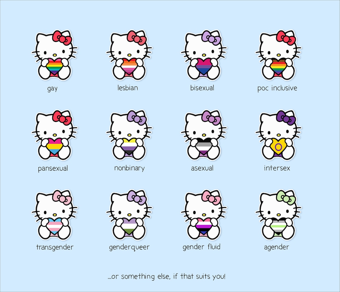 Custom Hello Kitty Pride Flag Sticker - Etsy