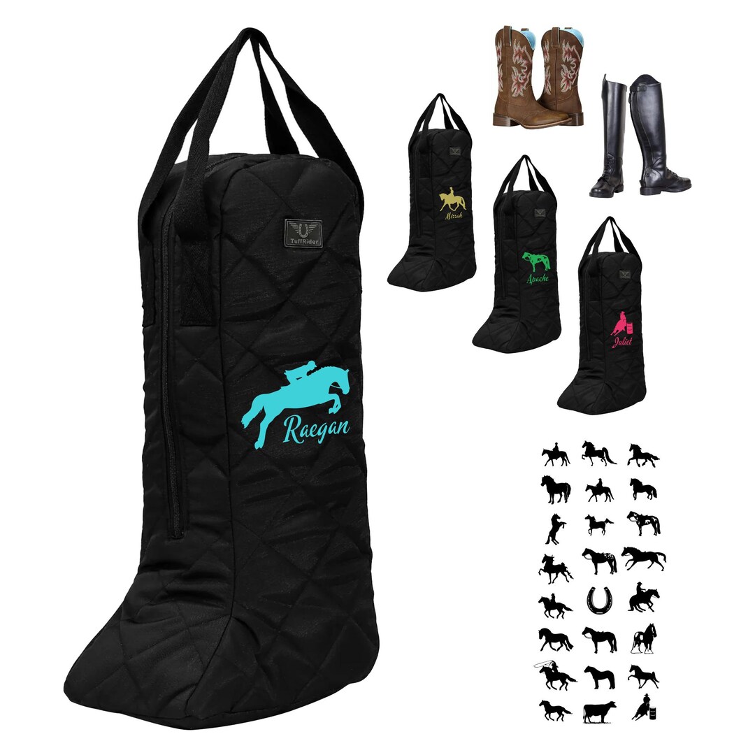 Personalized Equestrian Horse Water Resistant Quilted Boot Bag, Cowgirl ...