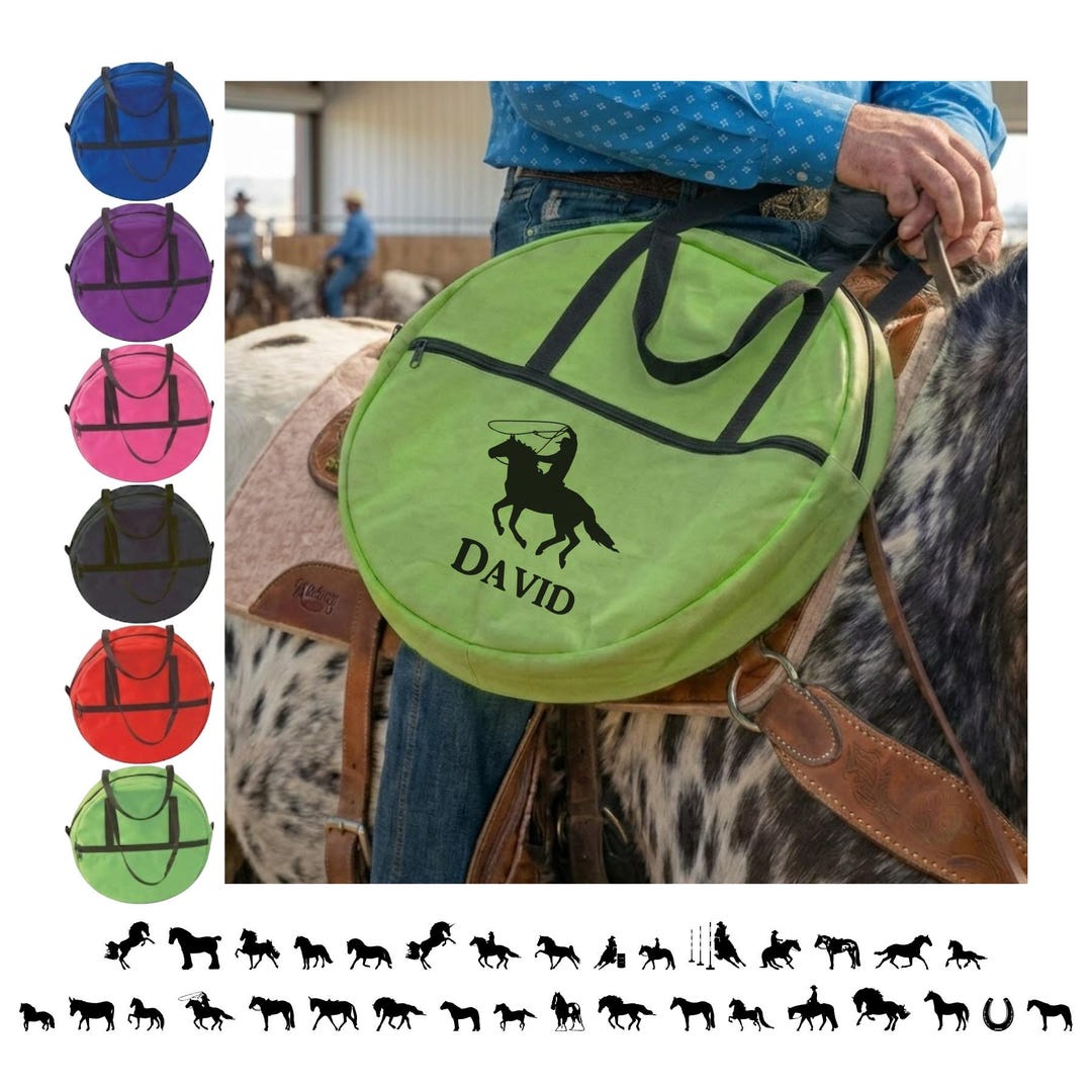 Personalized Horse Rope Lariat Bag, Rodeo Rope Bag, Roping Horse Bag ...