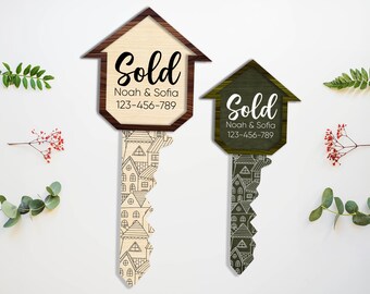 Sold Sign, Personalized Real Estate Key, Sold Wood House Key, Realtor ...
