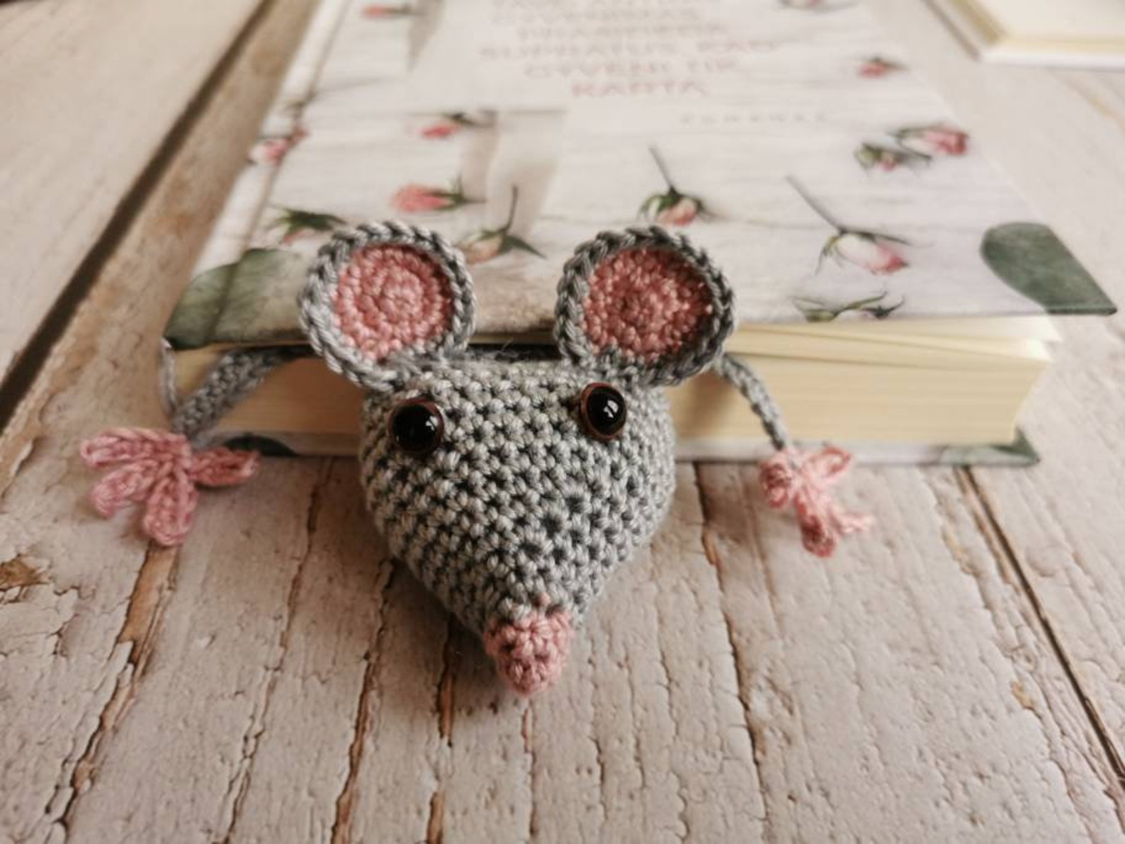 Rat Squished Bookmark crochet mouse tab for book lovers | Etsy