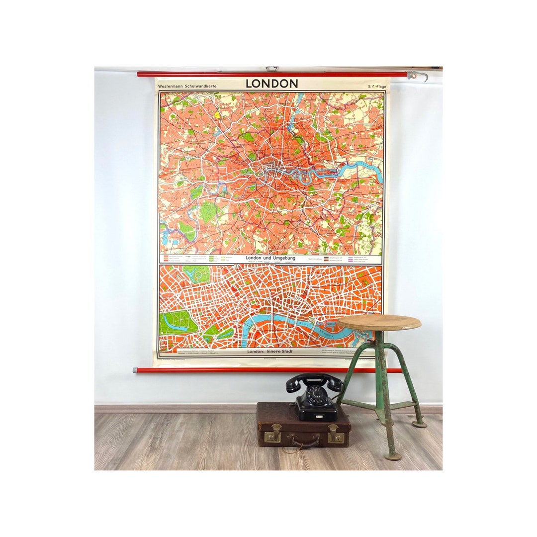 London Original School Wall Map 70s Vintage - Etsy