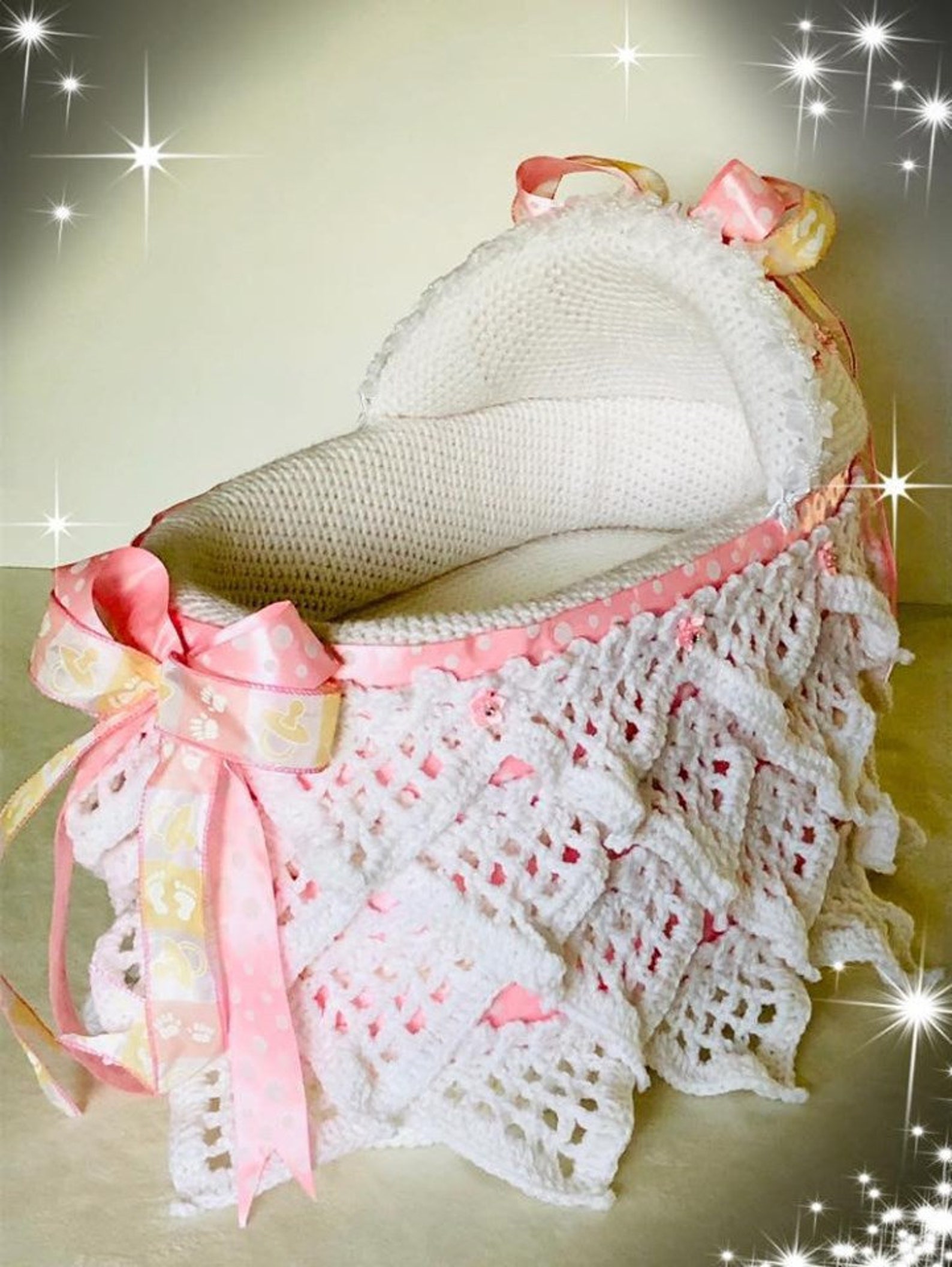 Sleeping Baby Doll & Bassinet/crib, Crochet Bassinet, Crochet Sleeping ...