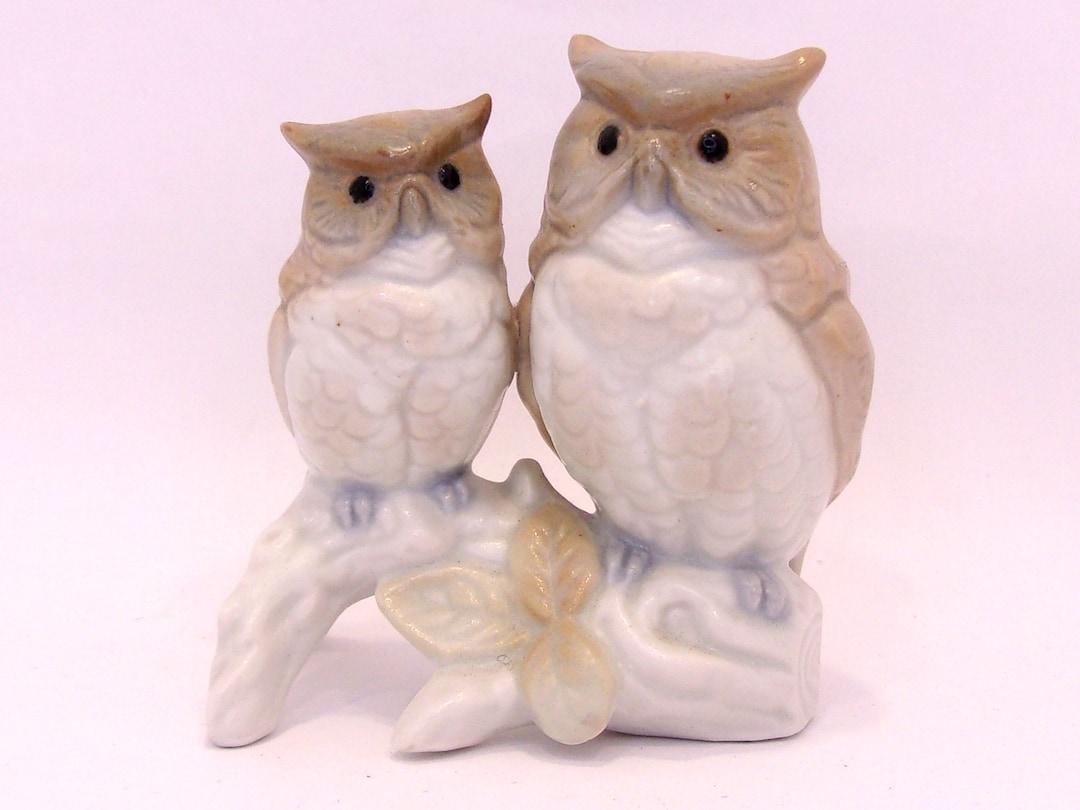Otagiri Porcelain Figurine Owls Sitting on Tree Branch HTF Vintage ...