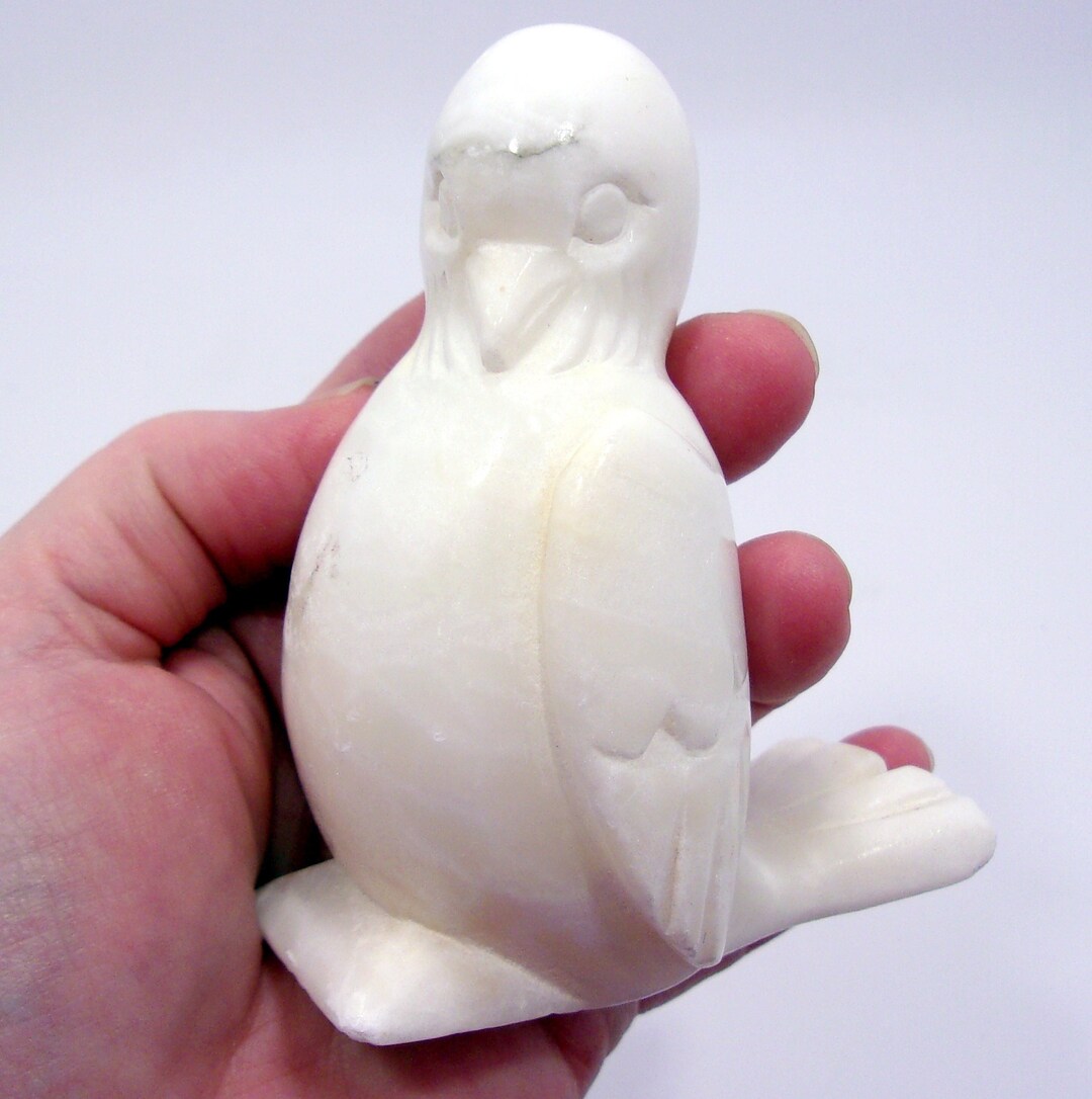 Hand Carved Alabaster Bird Statue Classic Vintage Italian Stone ...