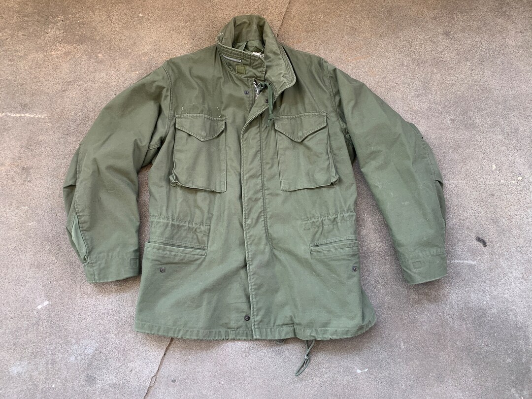 Vintage 1970s 1980s M65 Military Jacket Zip up Field OG 107 Made USA ...
