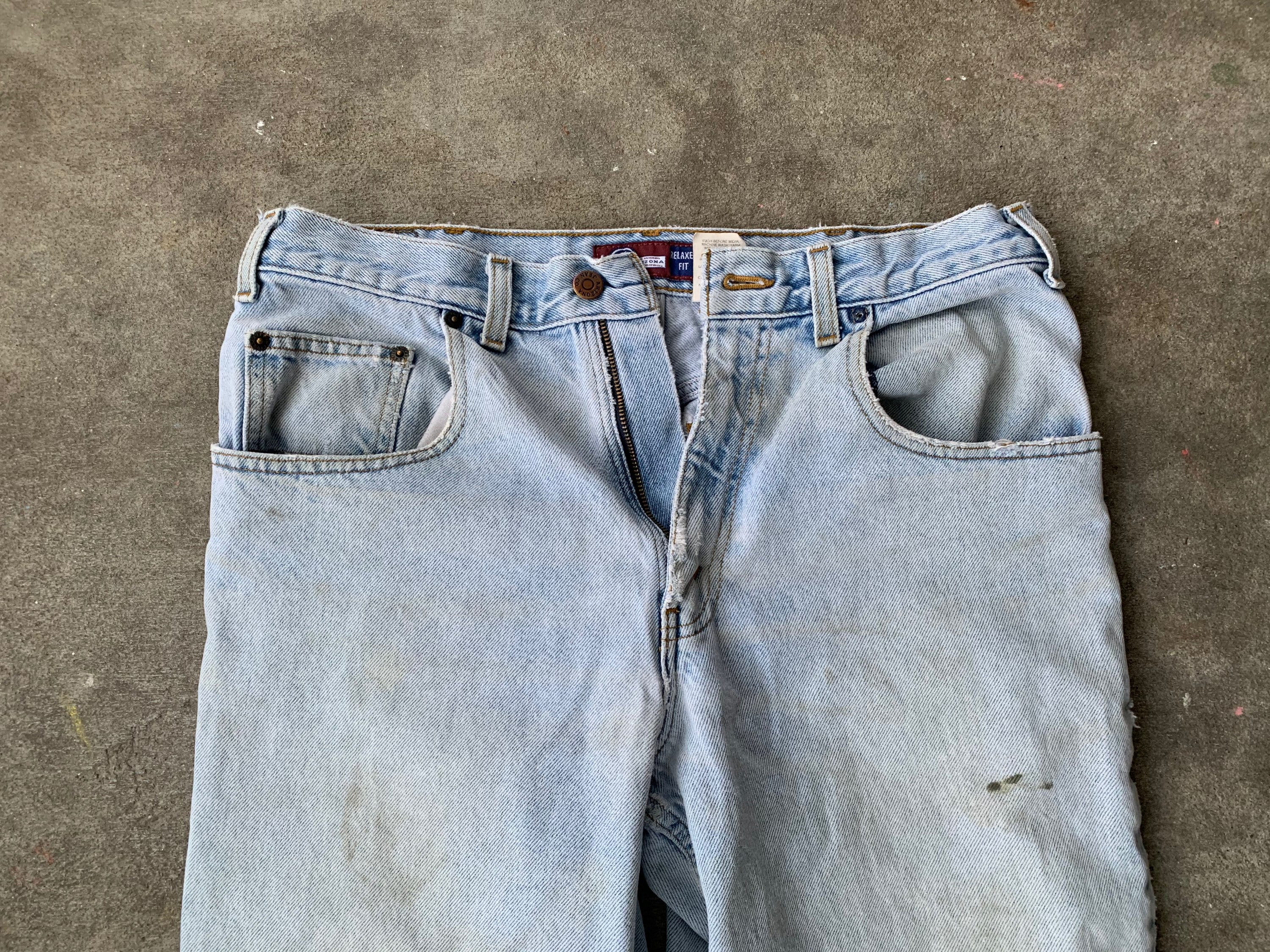 Vintage DISTRESSED 1990s Arizona LIGHT Wash Jeans Thrashed 31x29 Denim ...