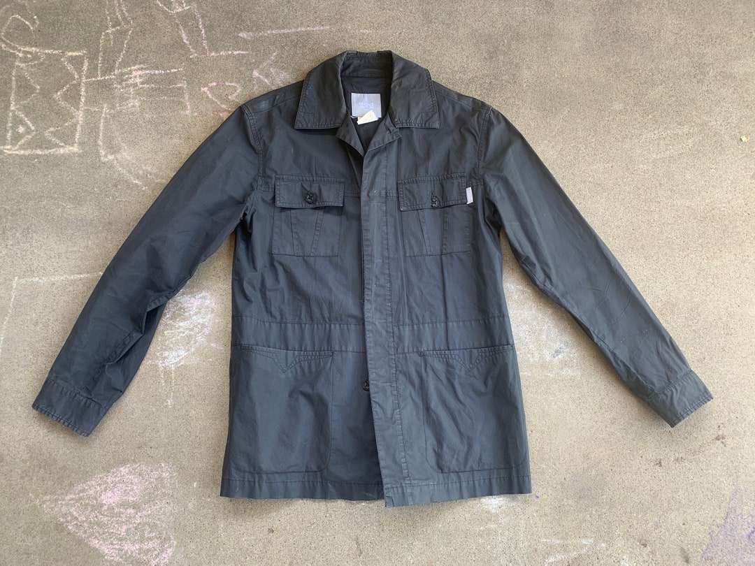 Vintage 1980s Versace Grey Steel Blue Jacket Made in Italy Medium ...