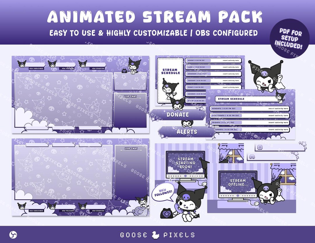 Purple Stream/twitch Overlay Package | Animated Background, Twitch ...