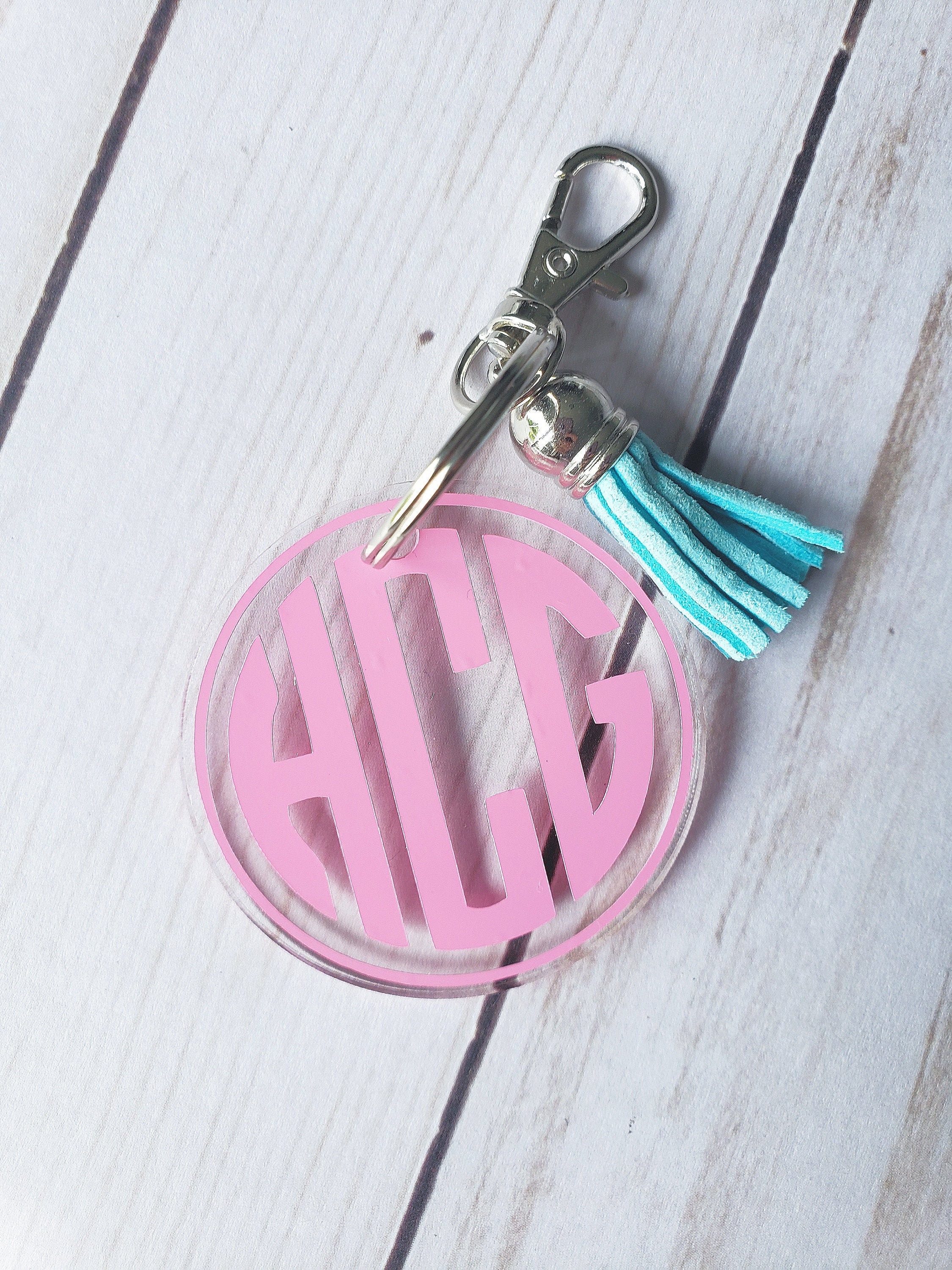 Monogrammed Keychain With Tassel Tassel Monogram Keychain | Etsy