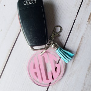 Monogrammed Keychain With Tassel, Tassel Monogram Keychain ...
