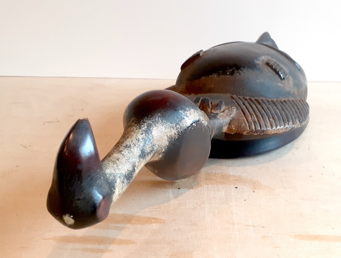 Baule Carved Wooden Mask With Bird Crest - Etsy