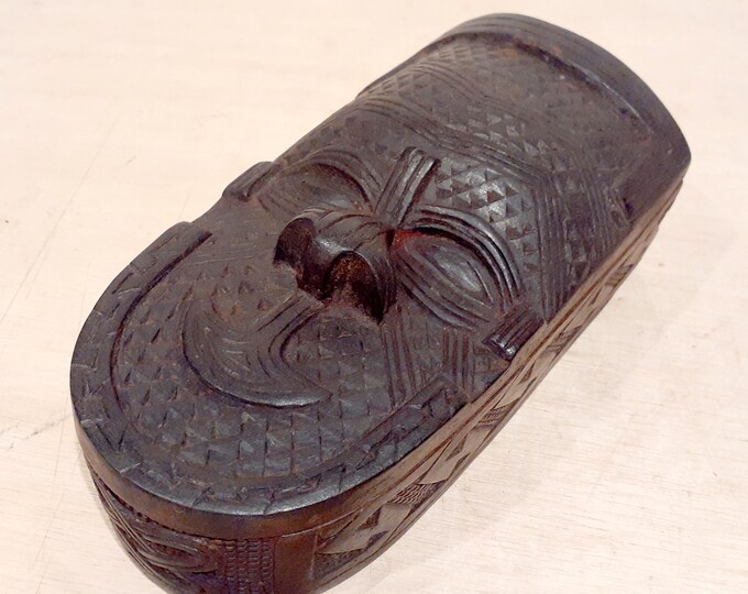 Kuba Carved Wood Mask Form Lidded Tukula Powder Box - Etsy